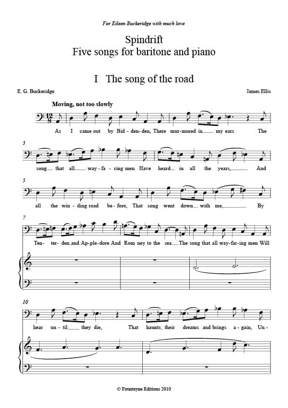 Ellis: Spindrift Op.3 for baritone or contralto and piano - Fountayne ...