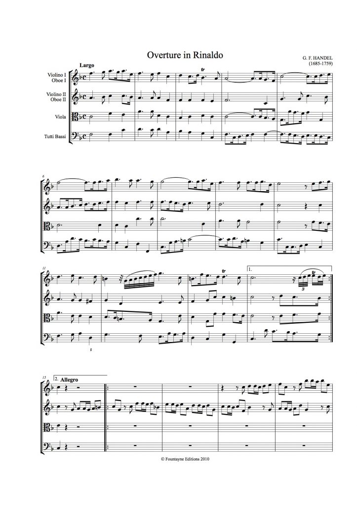 Handel: Rinaldo Overture - Fountayne Editions