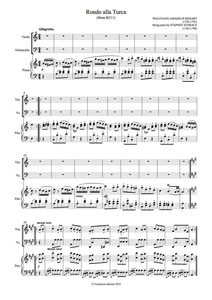 Mozart, Wolfgang Amadeus Rondo Alla Turca - Fountayne Editions